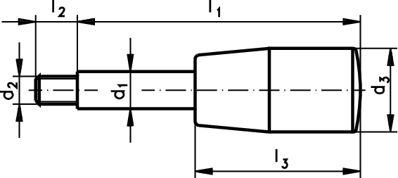 Gear lever handle 209 with cylindrical knob M10 l1 125mm steel zinc ...