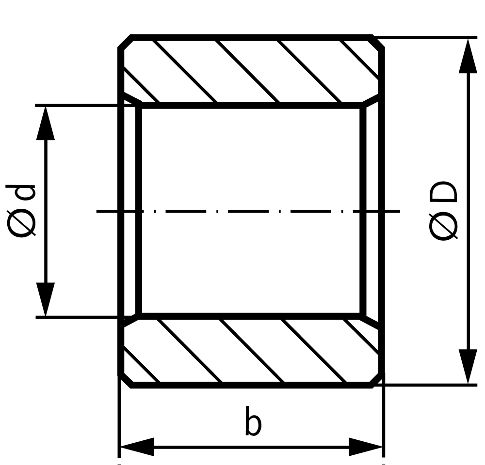 Reducing bush MPL size 70 bore 16mm outer diameter 19mm length 13.5mm ...