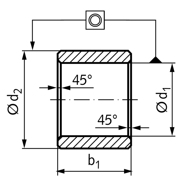 Bush similar to DIN 1850-3 J sintered bronze borehole 25mm outer ...