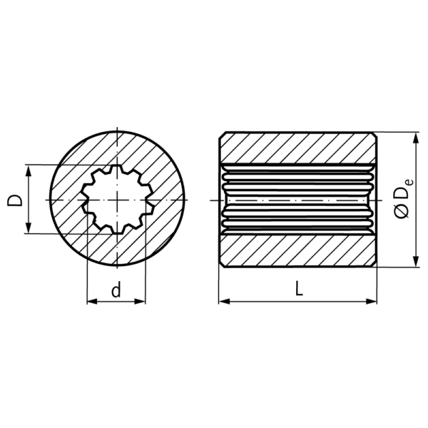 Splined Hub DIN 5480 20 X 1 25 X 14 Length 40mm Material 16MnCr5 PN
