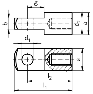 Mating piece for clevis joint DIN 71752 size 6 x 12 internal thread M6 ...