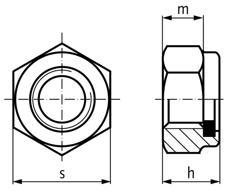 Hexagon nut DIN 985 (similar DIN EN ISO 10511) with polyamid insert M8 ...