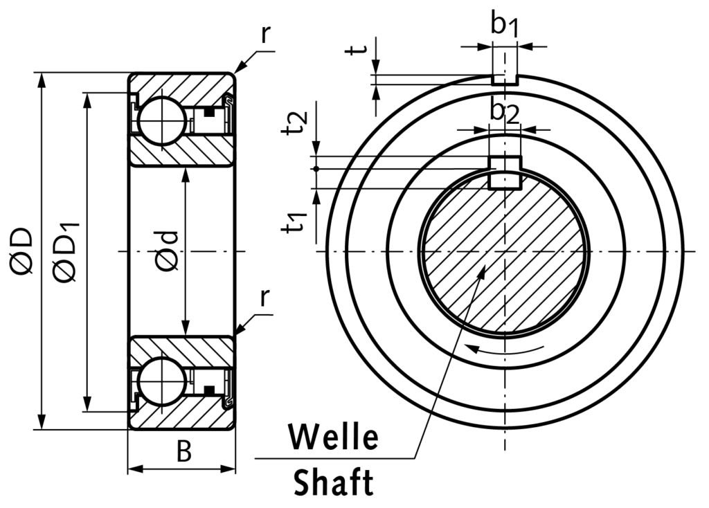 Ball bearing freewheel BB40-2K-K inner diameter 40mm outer diameter ...