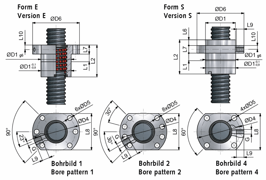 Flanged ball screw nut 25x10mm height 45mm flange diameter 62mm PN ...