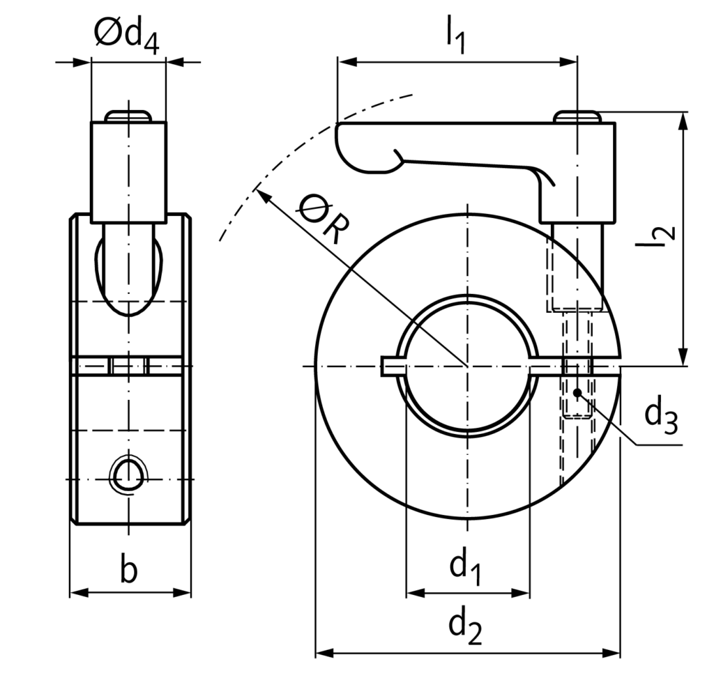 Clamp collar single-split stainless steel 1.4305 bore 50mm with ...