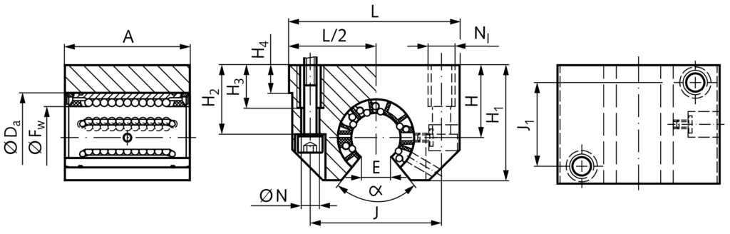 Open linear bearing unit KG-3-O ISO series 3 premium with open linear ...