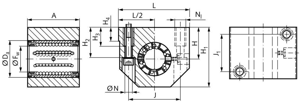 Linear bearing unit KG-3 ISO series 3 premium with closed linear ball ...
