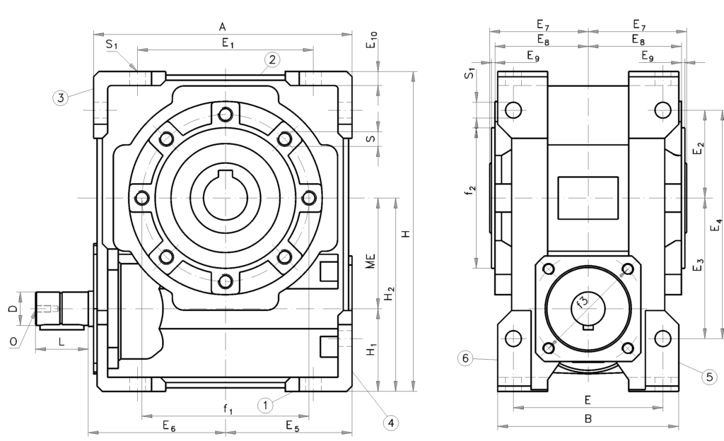 Worm gear unit H/I size 31 i=50:1 output shaft as hollow shaft (For ...