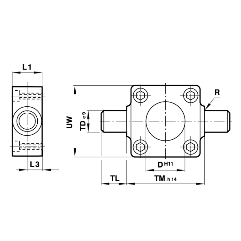 Detachable trunnion mounting (front or rear) for cylinder diameter 50mm ...
