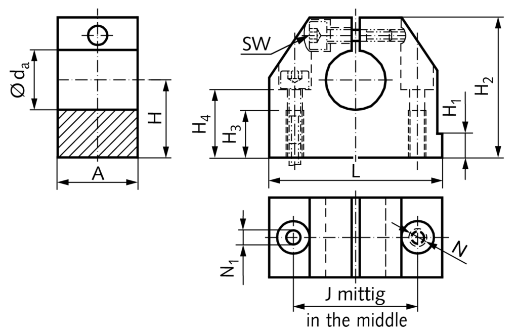 Precision shaft block GW-3 ISO series 3 for shaft diameter 30mm PN ...