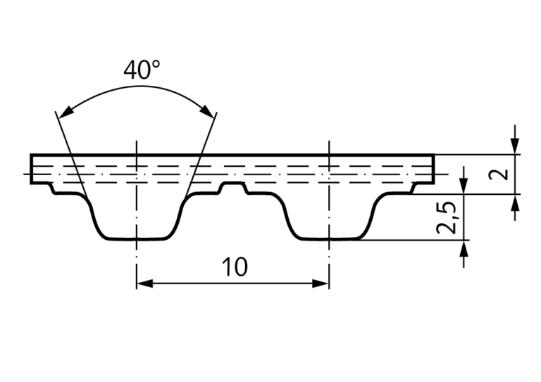 Polyurethane timing belt T10 width 50mm Lw 840mm 84 teeth 50 T10/840 PN ...